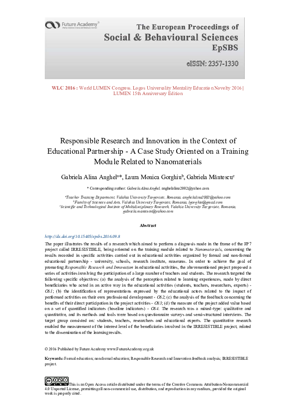 (PDF) Responsible Research and Innovation in the Context of Educational ...