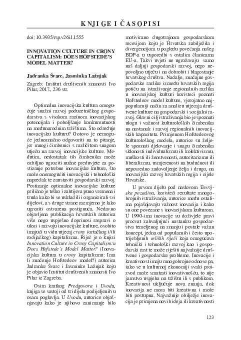 (PDF) Jadranka Švarc, Jasminka Lažnjak: Innovation Culture in Crony ...