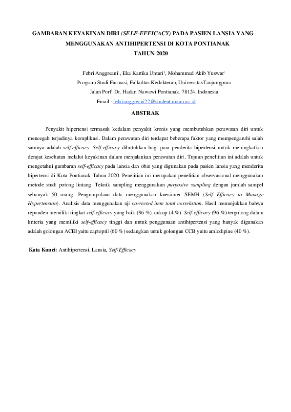 (PDF) Gambaran Keyakinan Diri (Self-Efficacy) Pada Pasien Lansia Yang ...