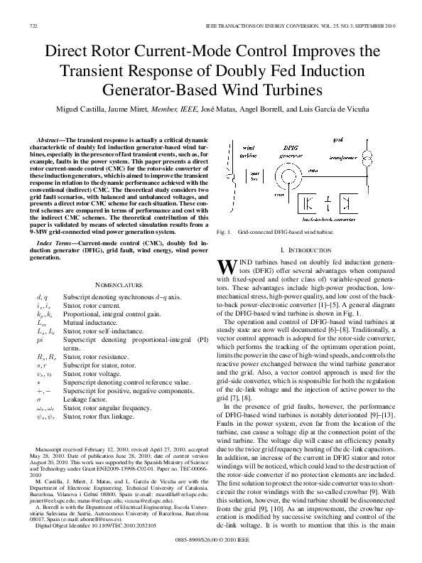 (PDF) Direct Rotor Current-Mode Control Improves the Transient Response of Doubly Fed Induction ...