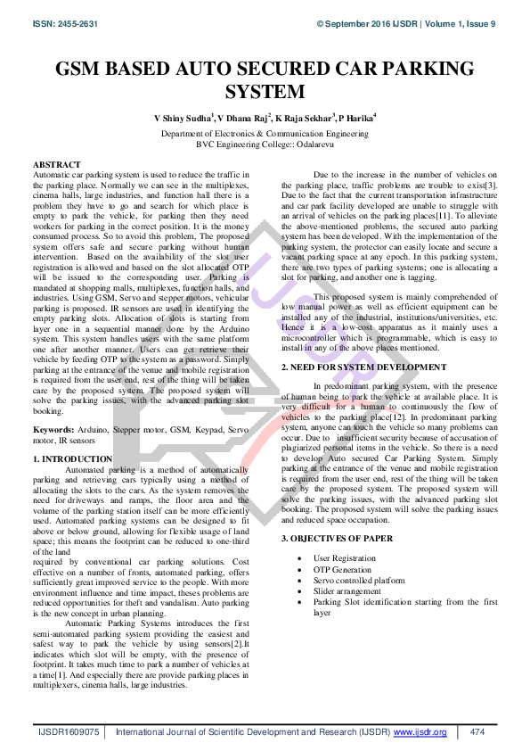 (PDF) GSM Based Auto Secured Car Parking System