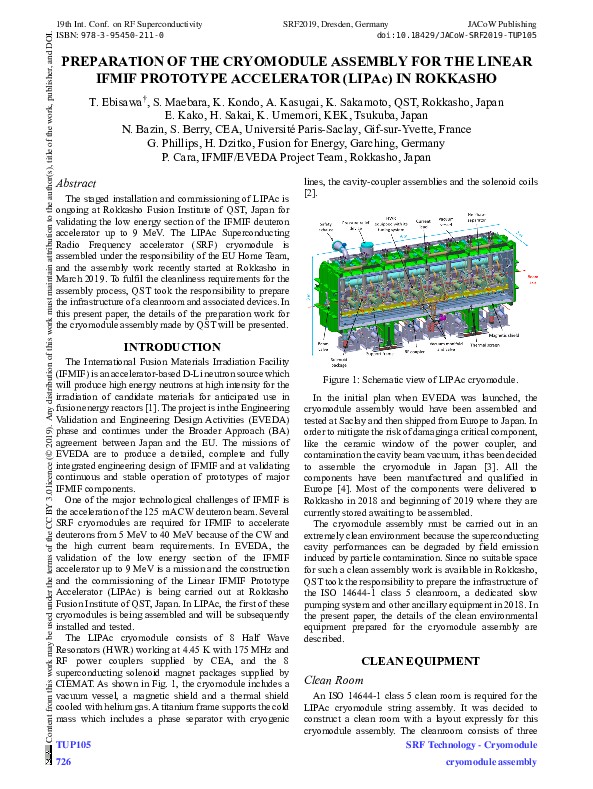 (PDF) Preparation of the Cryomodule Assembly for the Linear IFMIF ...