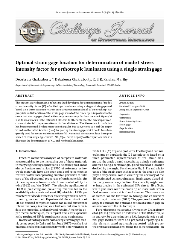 (PDF) Optimal strain gage location for determination of mode I stress ...