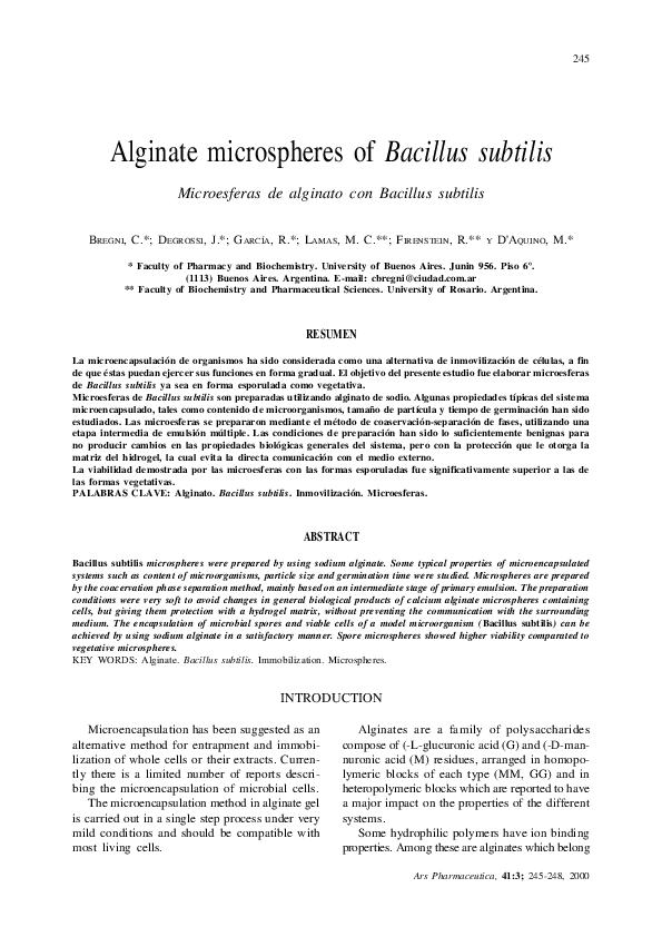 (PDF) Microesferas de alginato con Bacillus subtilis