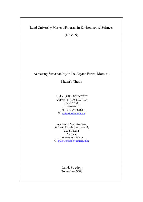 (PDF) Lund University Master ' s Program in Environmental Sciences ...