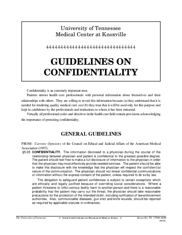 (PDF) Guidelines on Confidentiality
