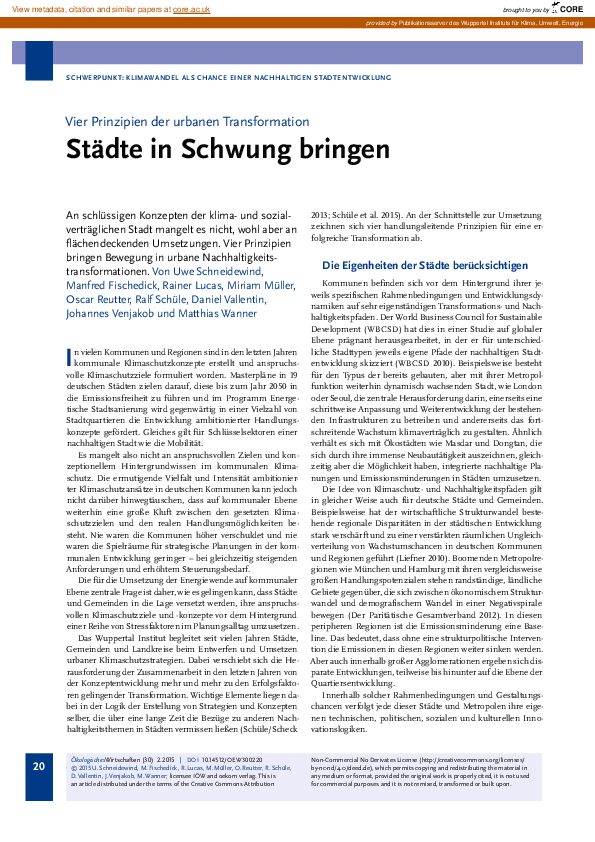 (PDF) Städte in Schwung bringen : vier Prinzipien der urbanen ...