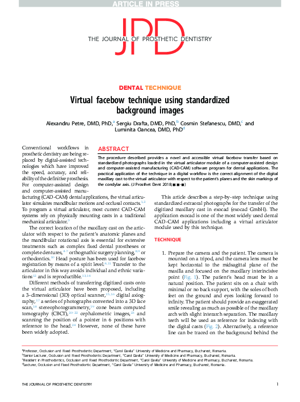 (PDF) Virtual facebow technique using standardized background images