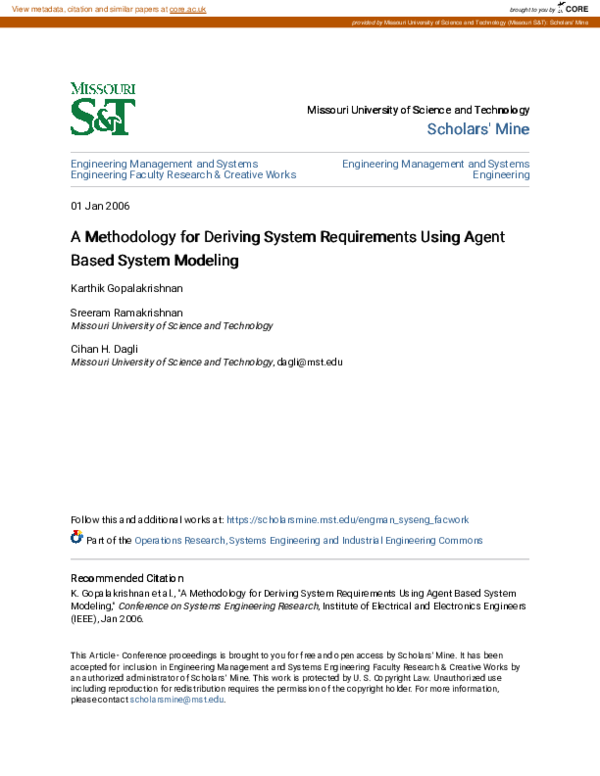 (PDF) A Methodology for Deriving System Requirements Using Agent Based ... (PDF) A Methodology for Deriving System Requirements Using Agent Based ...