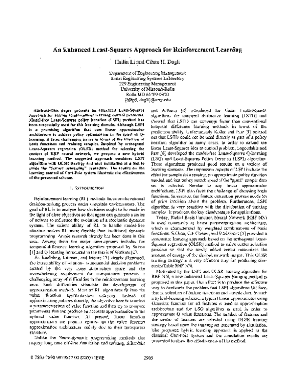 (PDF) An enhanced least-squares approach for reinforcement learning