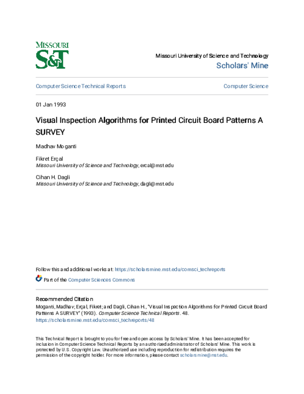 Pdf Visual Inspection Algorithms For Printed Circuit Board Patterns A Survey