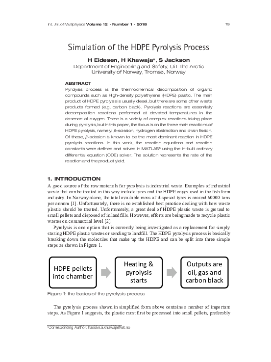 (PDF) Simulation of the HDPE Pyrolysis Process