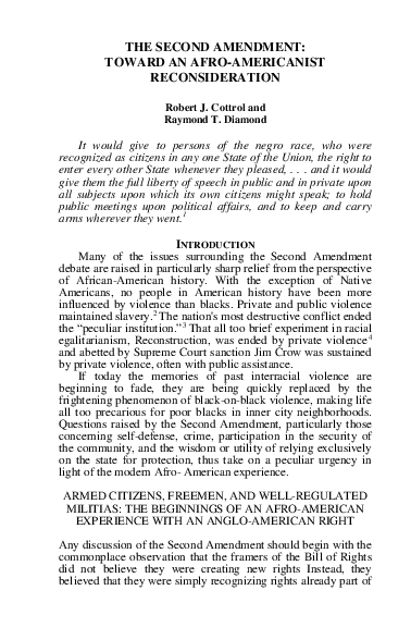 (PDF) Second Amendment: Toward an Afro-Americanist Reconsideration, The
