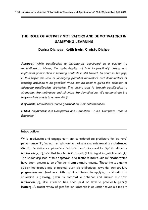 (PDF) The Role of Activity Motivators and Demotivators in Gamifying ...