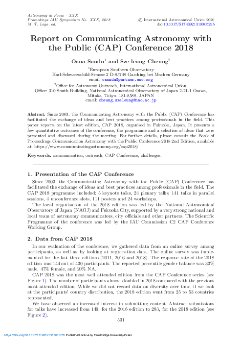 (PDF) Report on Communicating Astronomy with the Public (CAP ...