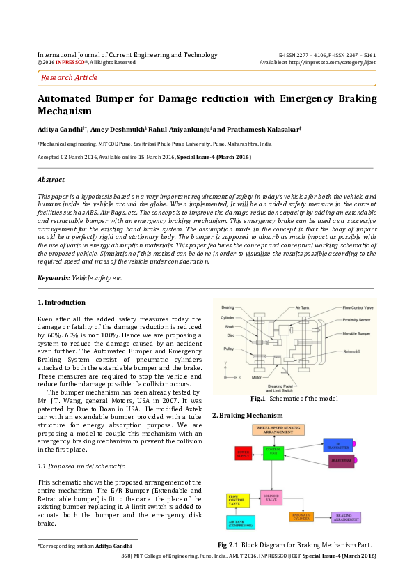(PDF) Automated Bumper for Damage reduction with Emergency Braking ...
