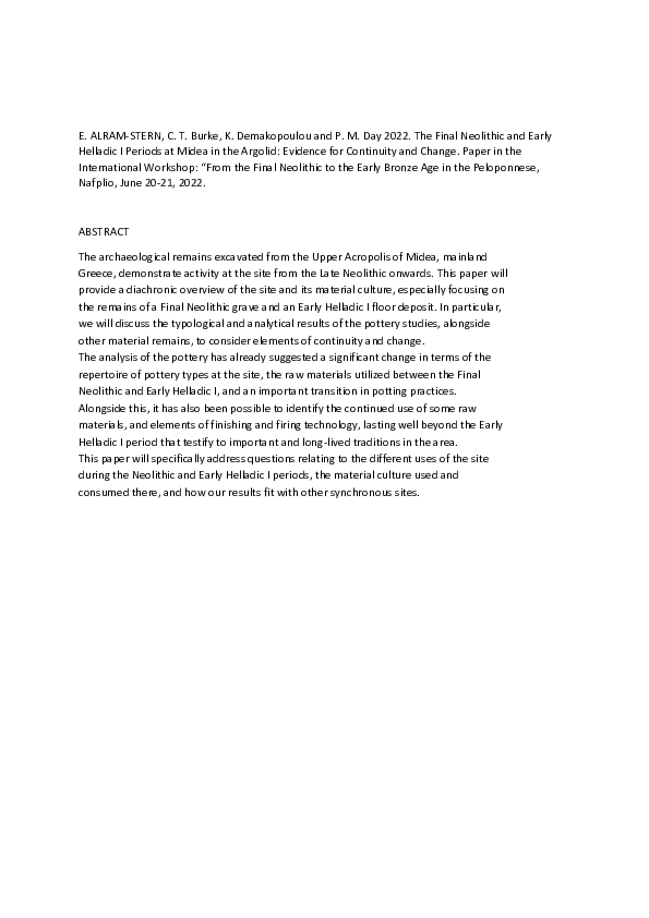 (PDF) E. ALRAM-STERN, C. T. Burke, K. Demakopoulou and P. M. Day 2022 ...
