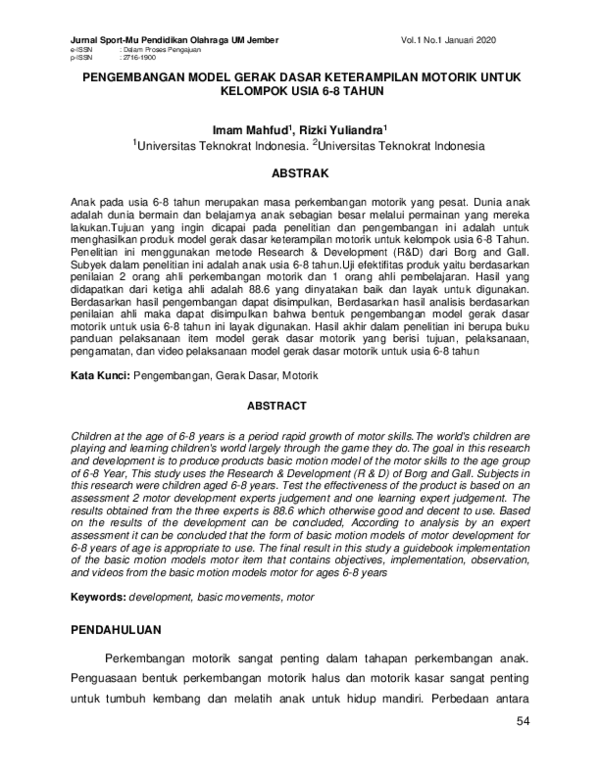 (PDF) Pengembangan Model Gerak Dasar Keterampilan Motorik Untuk ...