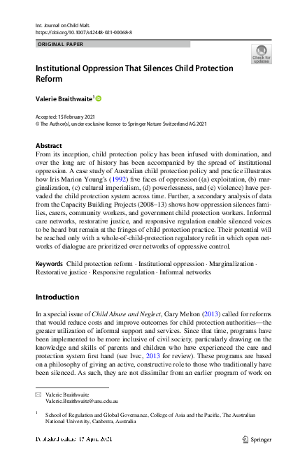 (PDF) Institutional Oppression That Silences Child Protection Reform ...