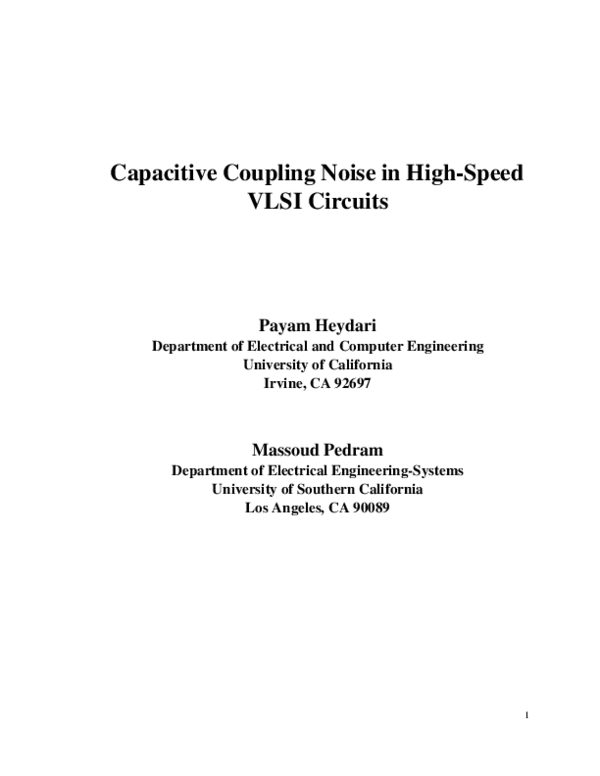 Pdf Capacitive Coupling Noise In High Speed Vlsi Circuits