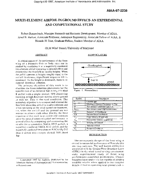 (PDF) Multi-element airfoil in ground effect - An experimental and computational study