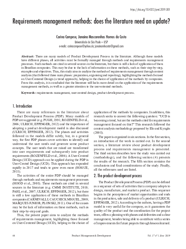 (PDF) Requirements management methods: does the literature need an update?