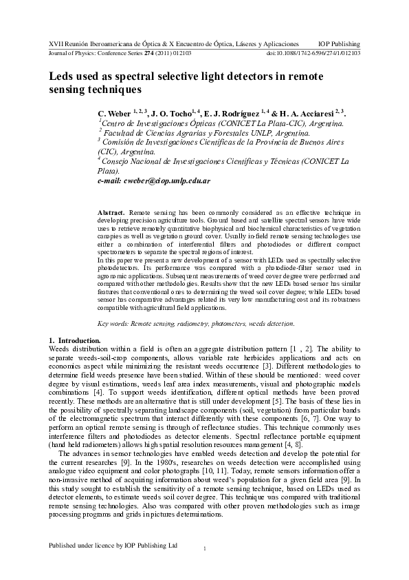 (PDF) Leds used as spectral selective light detectors in remote sensing ...