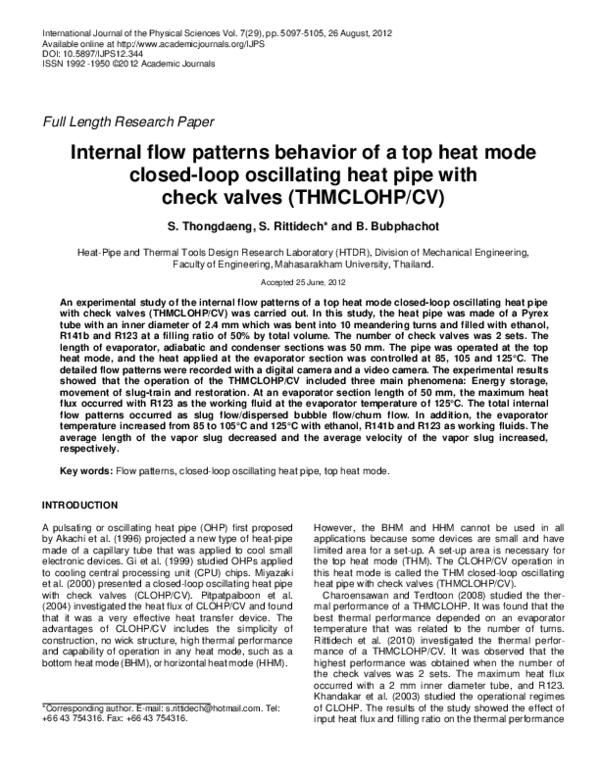 (PDF) Internal flow patterns behavior of a top heat mode closed-loop ...