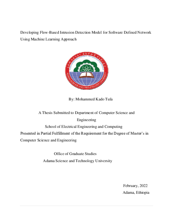 Pdf Developing Flow Based Intrusion Detection Model For Software Defined Network Using Machine