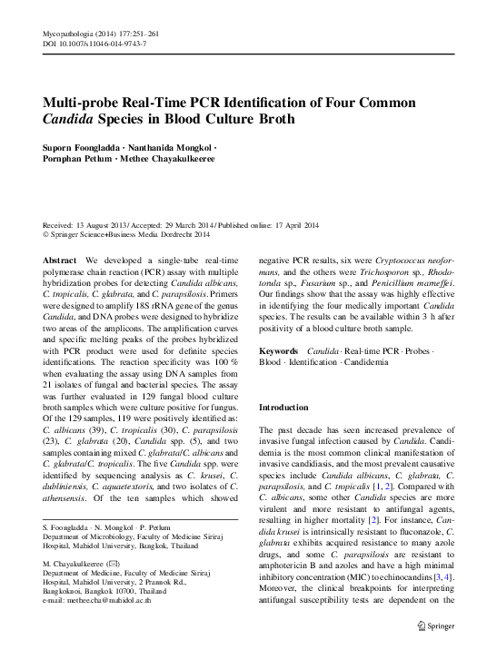 (PDF) Multi-probe Real-Time PCR Identification of Four Common Candida ...