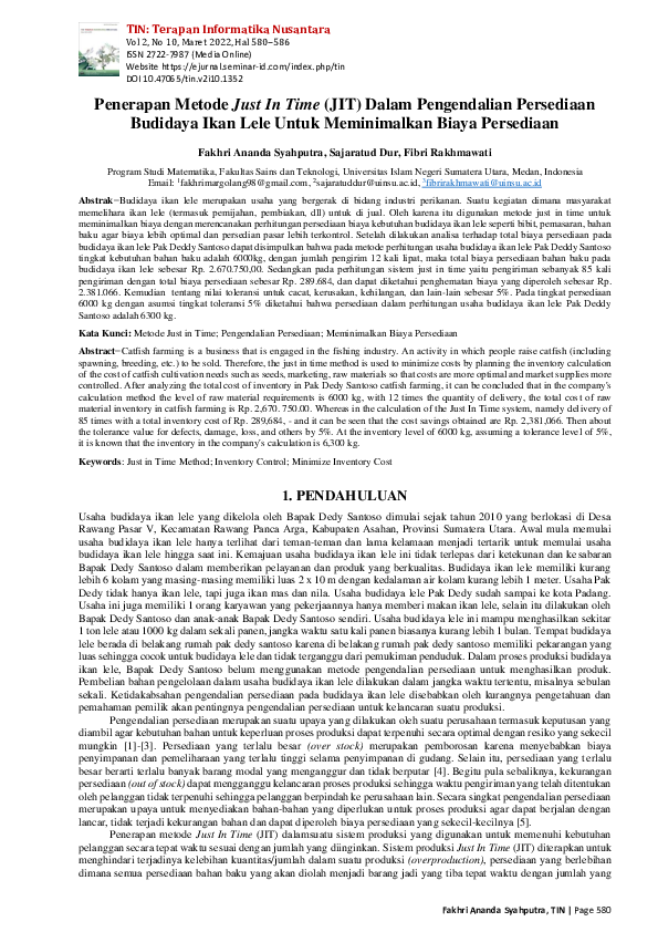 (PDF) The Penerapan Metode Just In Time (JIT) Dalam Pengendalian ...