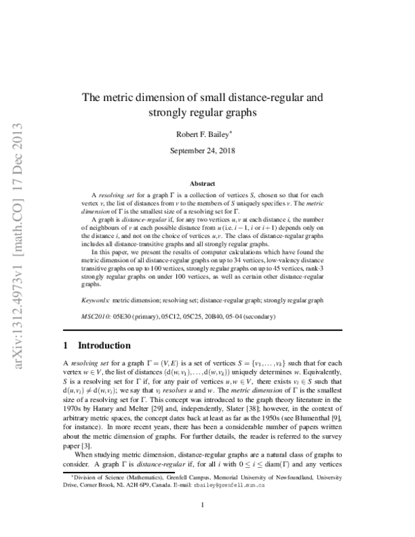 (PDF) The metric dimension of small distance-regular and strongly ...