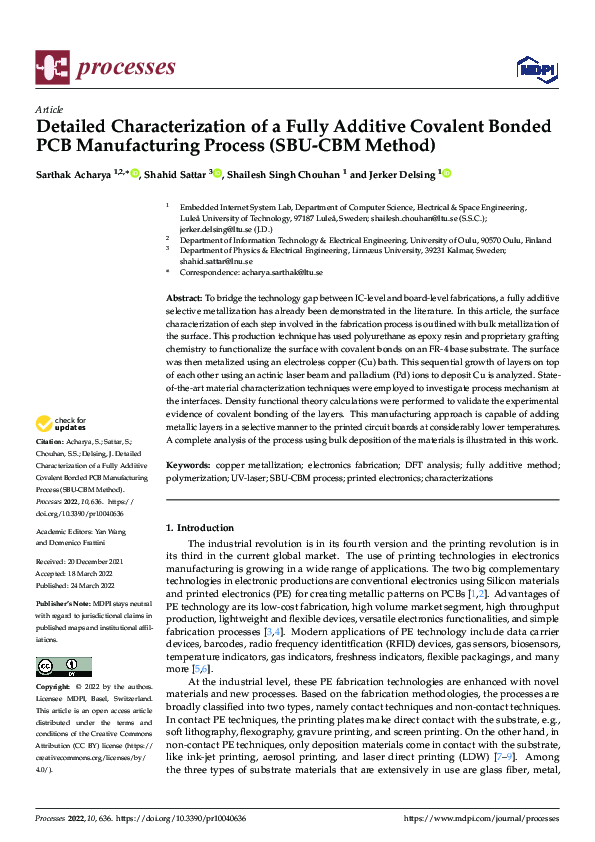 (PDF) Detailed Characterization of a Fully Additive Covalent Bonded PCB Manufacturing Process ...
