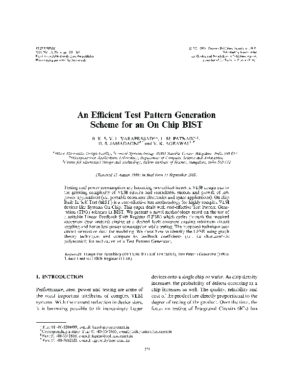 (PDF) An Efficient Test Pattern Generation Scheme for an On Chip BIST