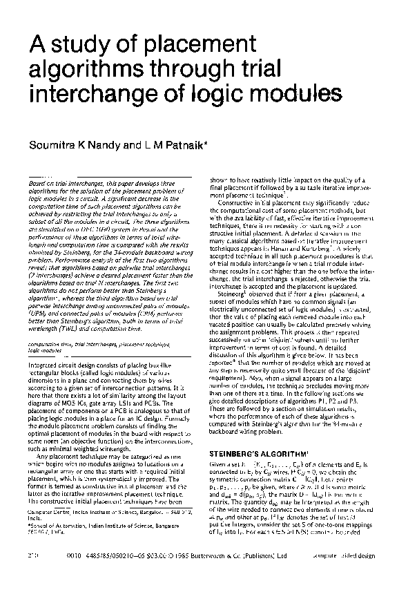 (PDF) A study of placement algorithms through trial interchange of ...