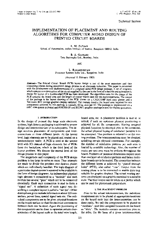 Pdf Implementation Of Placement And Routing Algorithms For Computer Aided Design Of Printed