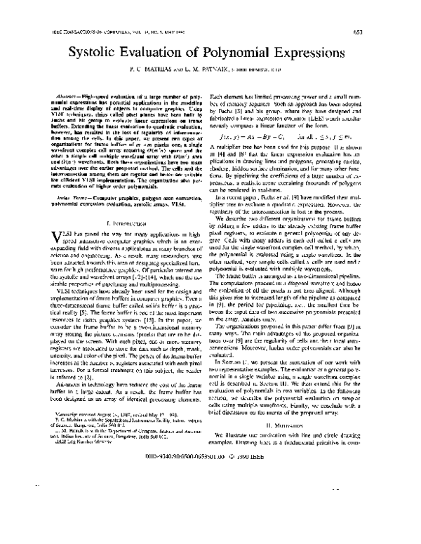 (PDF) Systolic evaluation of polynomial expressions