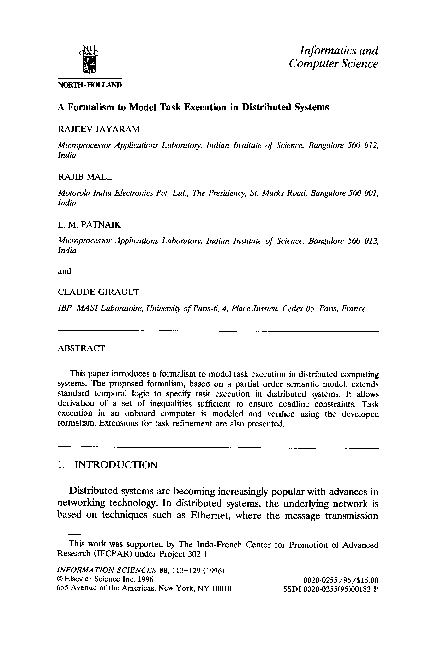 (PDF) A formalism to model task execution in distributed systems | L M Patnaik - Academia.edu