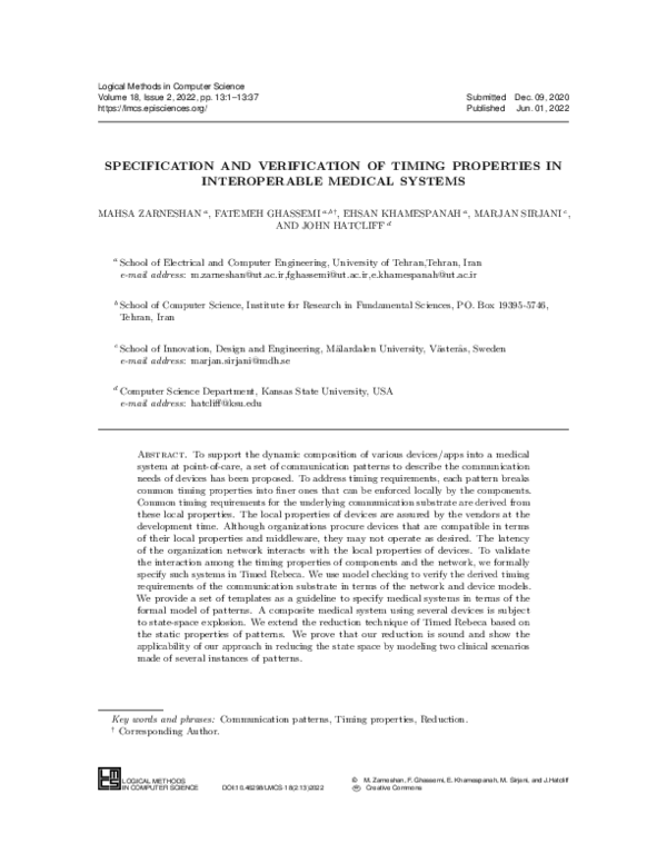 Pdf Specification And Verification Of Timing Properties In