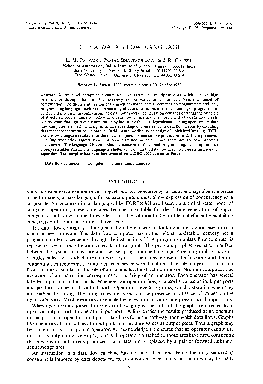 (PDF) DFL: A Data Flow Language