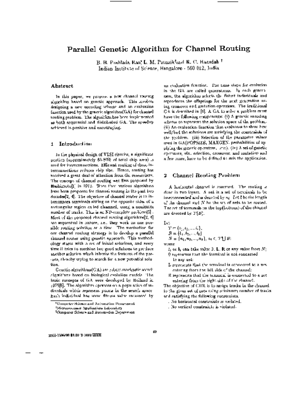 (PDF) Parallel genetic algorithm for channel routing | L M Patnaik - Academia.edu