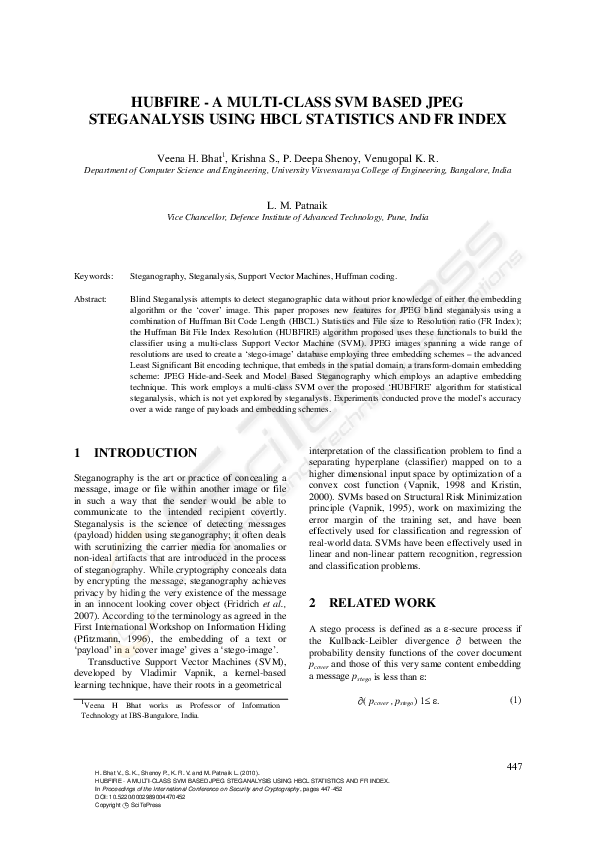 (PDF) JPEG Steganalysis Using HBCL Statistics and FR Index
