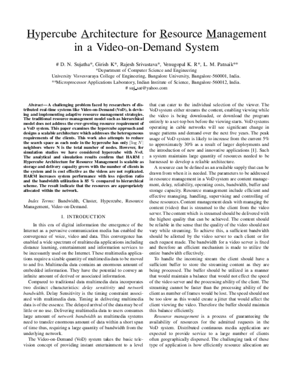 (PDF) Hypercube Architecture for Resource Management in a Video-on-Demand System