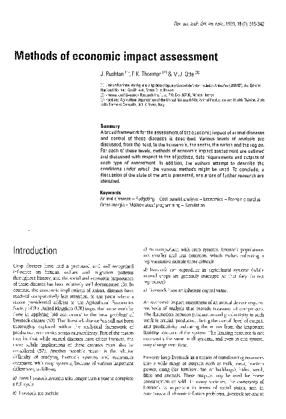 (PDF) Methods of economic impact assessment