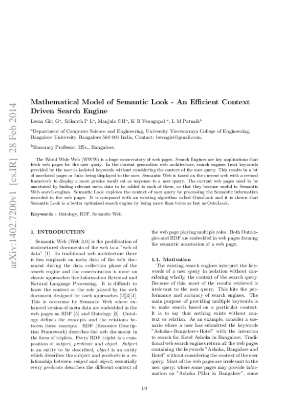 (PDF) Mathematical Model of Semantic Look - An Efficient Context Driven Search Engine