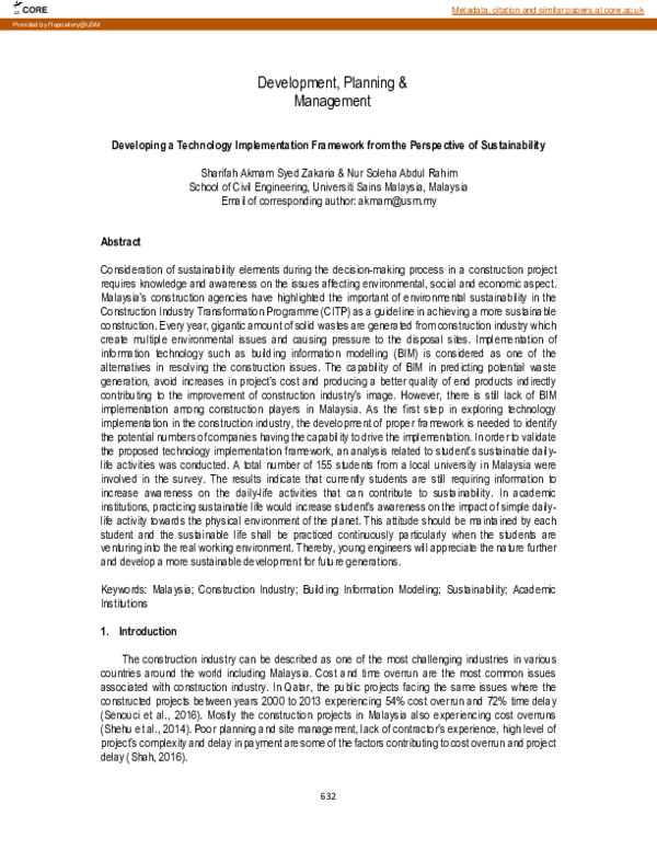 (PDF) Developing a Technology Implementation Framework from the ...