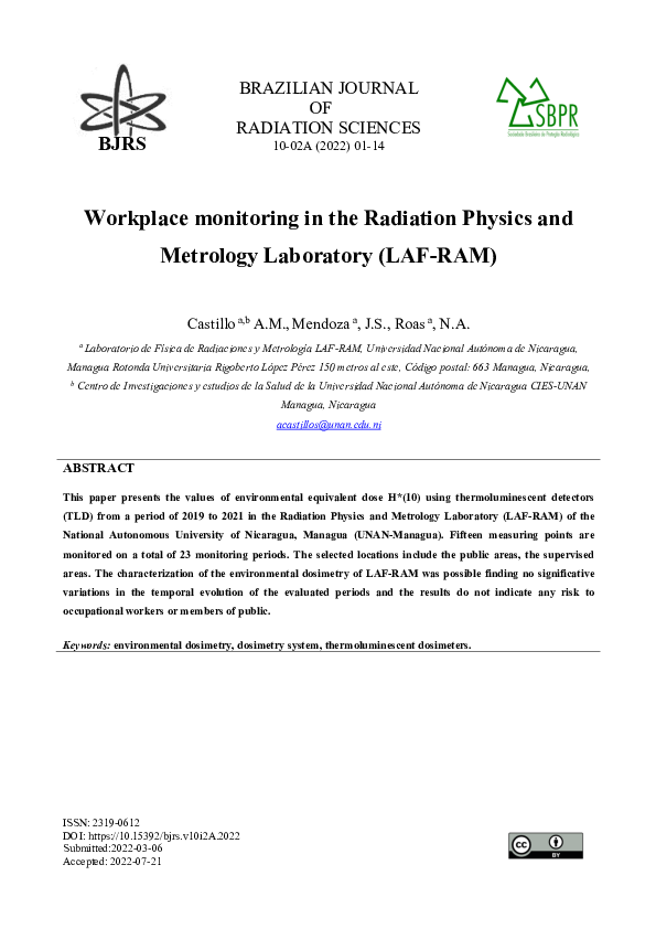 (PDF) Workplace monitoring in the Radiation Physics and Metrology ...