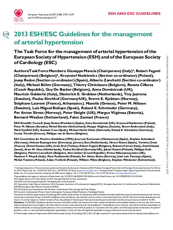(PDF) 2007 ESH‐ESC Guidelines for the management of arterial hypertension