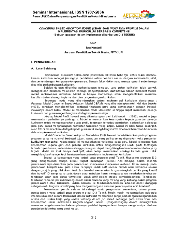 (PDF) CONCERNS BASED ADOPTION MODEL (CBAM) DAN INOVATION PROFILE DALAM ...