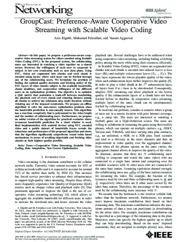 (PDF) GroupCast: Preference-Aware Cooperative Video Streaming With Scalable Video Coding